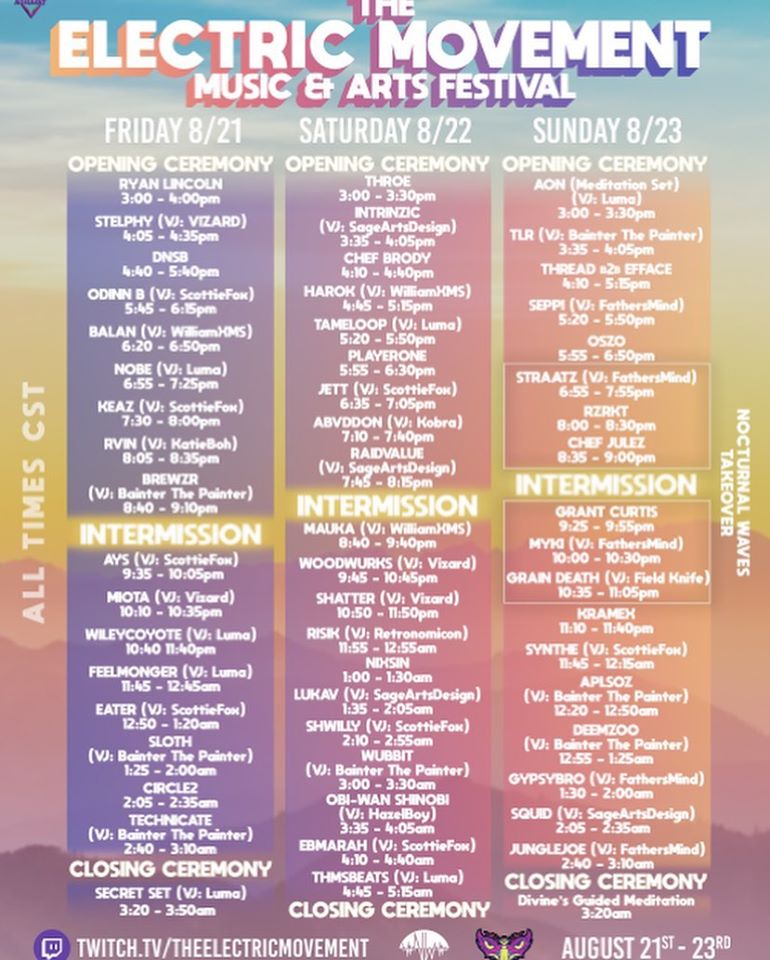 The Electric Movement Music & Arts Festival Set Times | showfomo ...